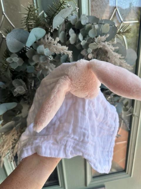 JELLYCAT MUSLIN CLOTH cotton new no tag bunny white pink comforter ...