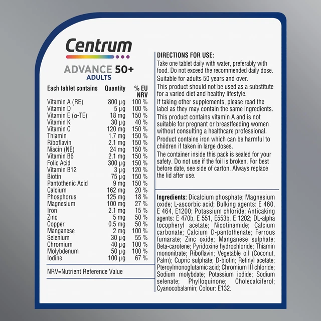 CENTRUM ADVANCE 50+ Tablets 100 count (Pack of 1), 25k Gold Eye Mask £ ...