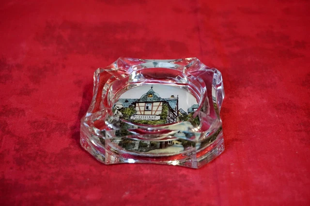 DROSSELHOF RÜDESHEIM GLAS Aschenbecher 50er-/60er-Jahre Rhein Asbach ...