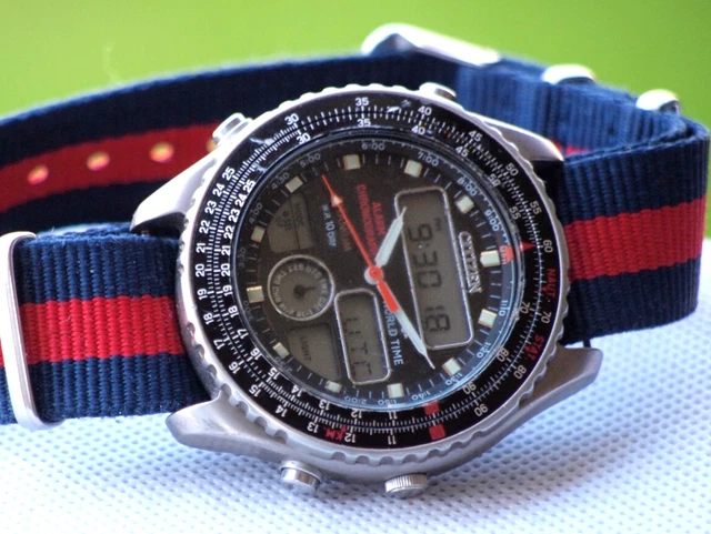 VINTAGE CITIZEN PROMASTER C420 Titanium Pilot Military Aviation Ana ...