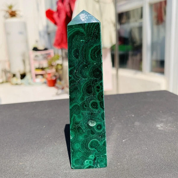 TOP! 187G NATURAL Malachite Quartz Crystal wand point oblisk healing ...