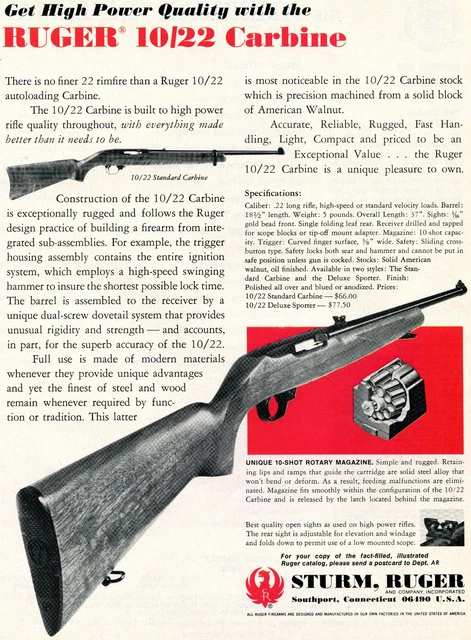 1970 STURM RUGER 10/22 Carbine Rifle 10-shot rotary magazine Vintage ...