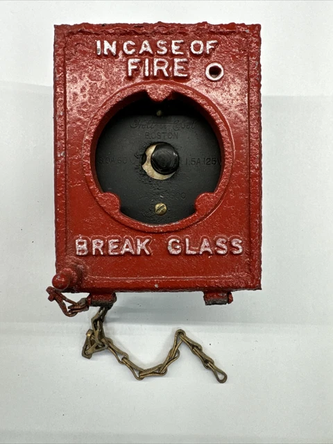 RARE VINTAGE BREAK Glass Fire Alarm Pull Station HOLTZER CABOT Boston ...