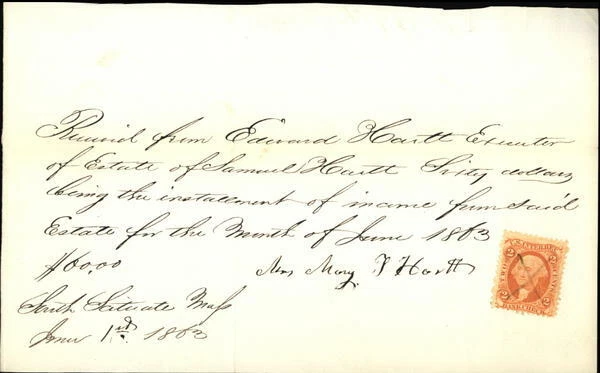1863 DOCUMENT SAMUEL Hartt Scituate MA Brooklyn Navy Yard CONSTRUCTEUR ...