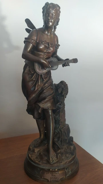 EUTROPE BOURET SCULPTURE BRONZE XIXé 40 cm Statue of a young lady"LA ...