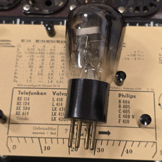 E-RÖHRE TELEFUNKEN RE 304 Tube 38 mA Triode geprüft auf Funke W19 BL ...