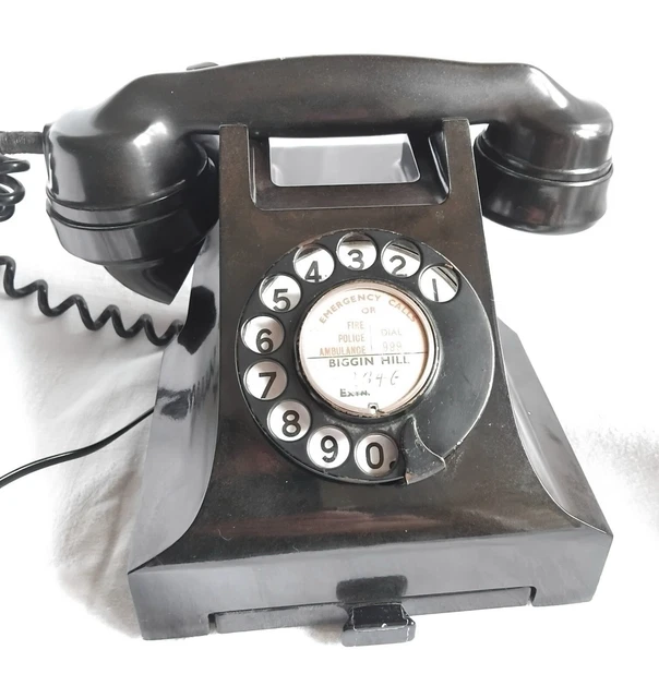 VINTAGE OLD ANTIQUE 1940s 40s bakelite dial telephone phone converted £ ...