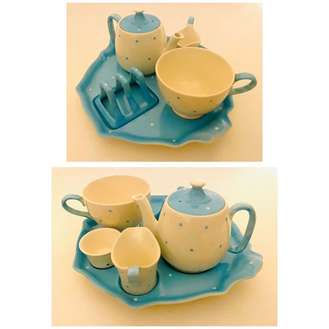 ROYAL WINTON GRIMWADES Pale Blue & Ivory Polka Dot Batchelor Breakfast ...