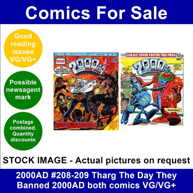 2000AD #208-209 THARG The Day They Banned 2000AD both comics VG/VG+ EUR ...