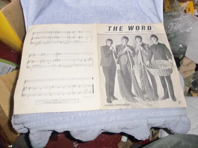 THE BEATLES ORIGINAL Sheet Music 1965 The Word Grand Condition Genuine ...