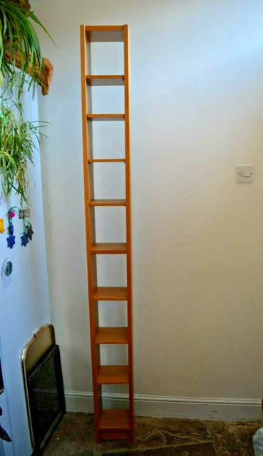 IKEA BENNO CD DVD Tower Rack Wood Wooden Thin Tall Shelf Stand Storage ...