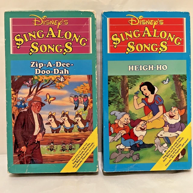 DISNEY SING ALONG Songs VHS Tapes Heigh Ho & Zip-A-Dee-Doo-Dah ~ Lot of ...