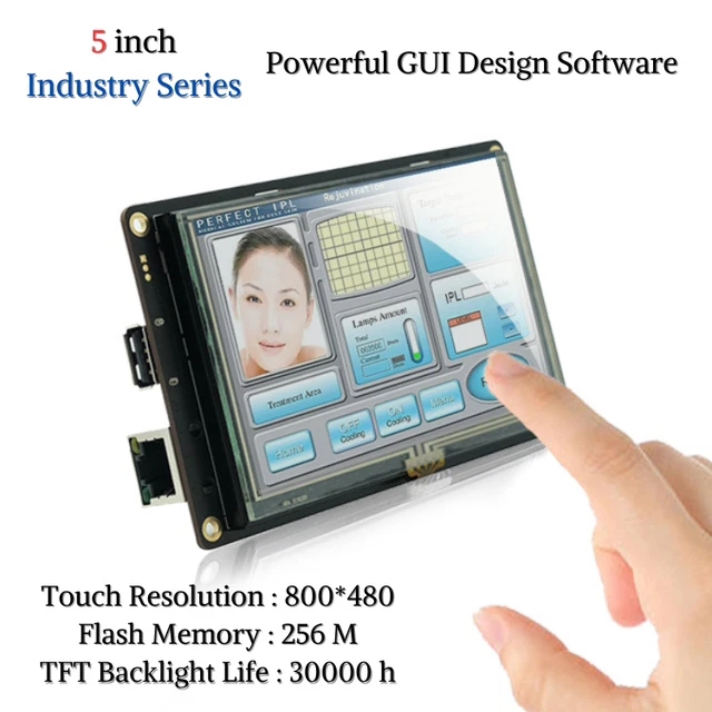 5 INCH HMI-DISPLAY+TFT resistieve Touchscreen+UART HMI Smart LCD-module ...