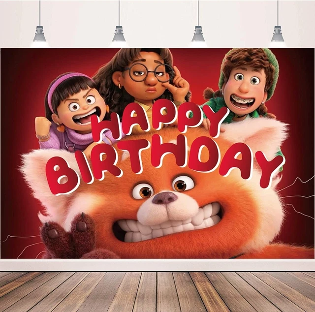 DISNEY TURNING RED Movie Happy Birthday Banner Backdrop Decoration ...