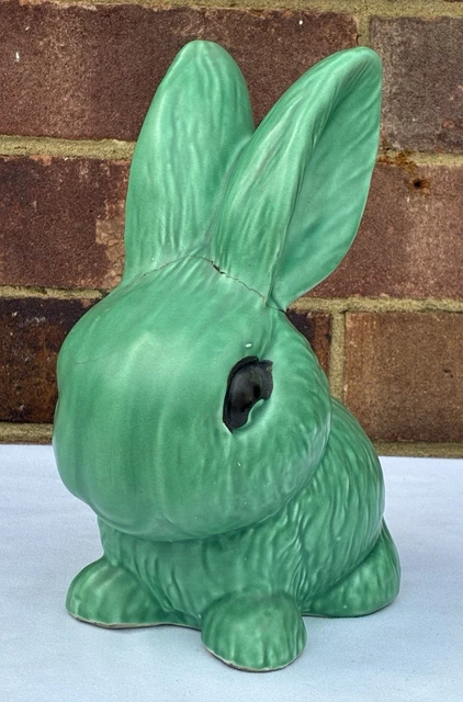 VINTAGE SYLVAC GREEN Snub Nose Rabbit No.1027 Large 21.5cm Tall Matt ...