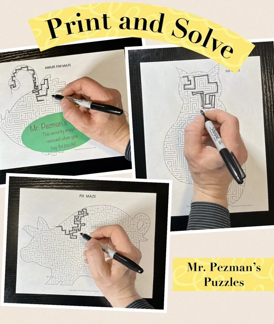 HANDMADE PRINTABLE WOLF Maze Puzzle Game - Challenging Brain Teaser PDF ...