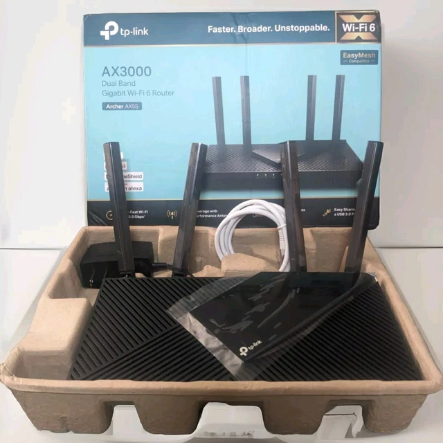 TP-LINK ARCHER AX3000 Dual-Band Wi-Fi 6 Router Gigabit 4 Stream 3Gbps ...