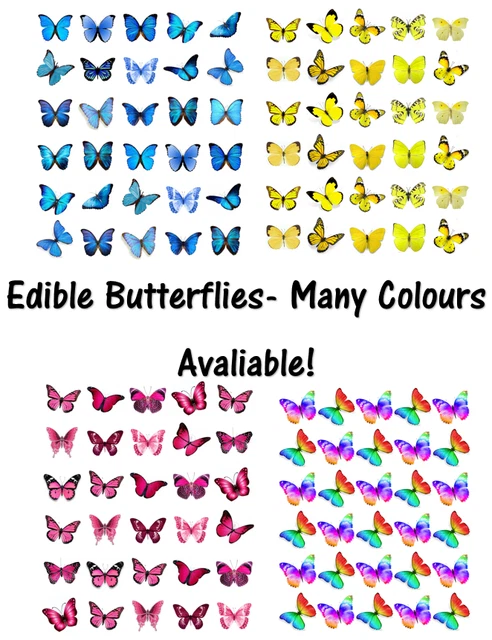 Butterflies Many Colours Edible Cupcake Toppers Edible Wafer Paper