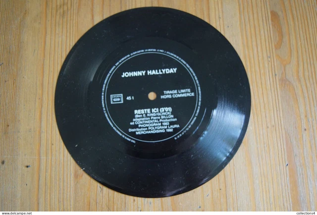JOHNNY HALLYDAY RESTE Ici (Stand By Me) Rare 45T Souple Tirage Limite ...