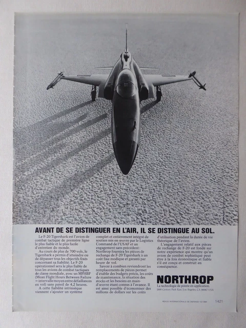 10/1984 PUB NORTHROP F-20 Tigershark Usaf Tactical Fighter Original ...