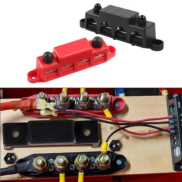 4 POST BUSBAR Terminal Power Distribution Block With Cover For RV Yacht ...