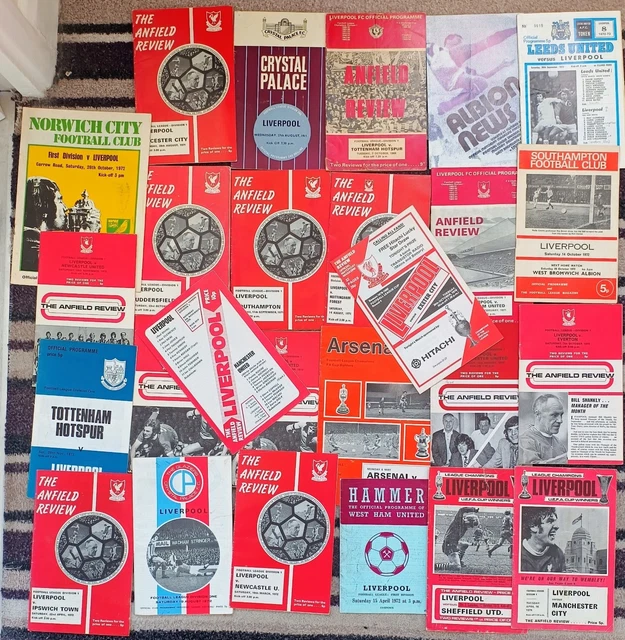 LIVERPOOL FOOTBALL PROGRAMMES Job Lot 1970's Home And Aways Liverpool ...