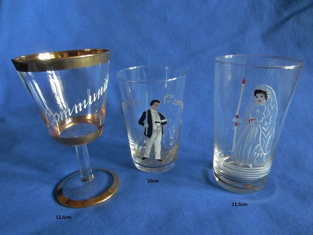 LOT 3 ANCIENS verres souvenir de communion 1 émaillé EUR 30,99 - PicClick FR