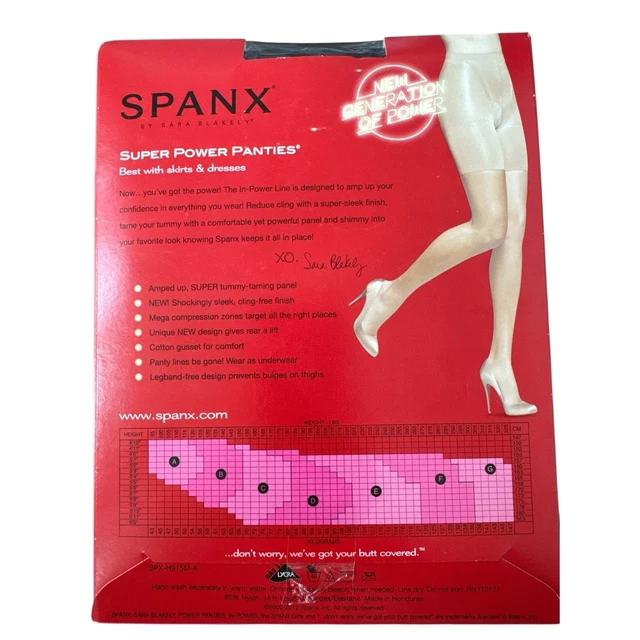 SPANX POWER PANTIES Mid Thigh Shaper Performance Underwear Black Size B ...