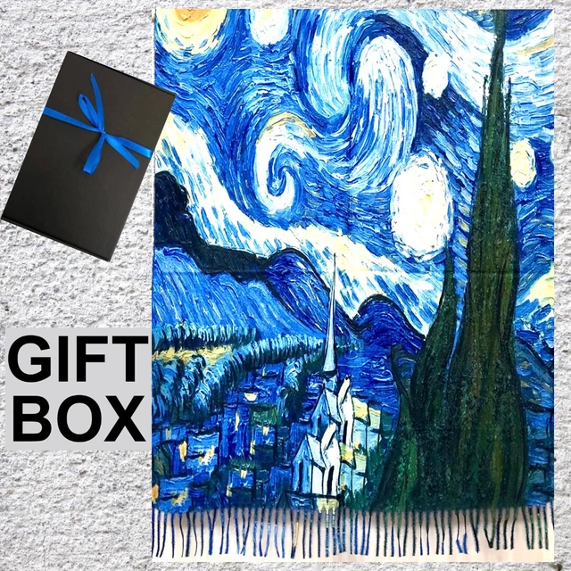 VINCENT VAN GOGH Starry Night Vertical 2 Art Thick Soft Shawl Scarf in Giftbox $32.00 - PicClick AU
