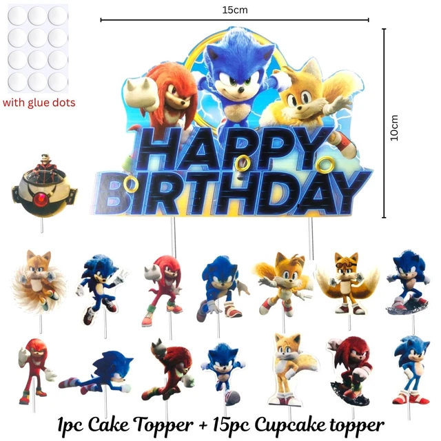 SONIC THE HEDGEHOG cake topper decoration birthday cupcake toppers ...