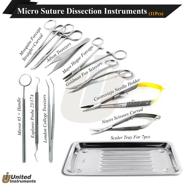 KIT DE DISSECTION de suture de microchirurgie chirurgie buccale mineure ...
