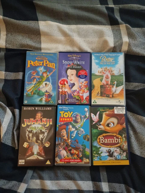 VHS DISNEY BUNDLE X6 Peter Pan Jumanji Snow White Bambi £8.00 - PicClick UK