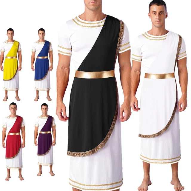 ADULT MENS ANCIENT Greek Toga Robe Roman God Dress Up Halloween Cosplay ...