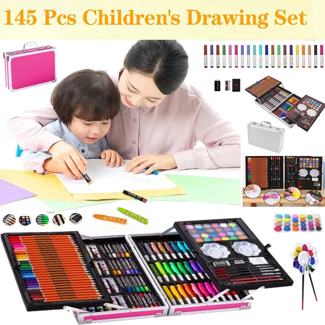 145X ART SET Case Drawing Painting Colouring Craft Kit Children Kids ...
