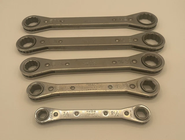 MAC TOOLS 5-PIECE Ratcheting/ Open End Combination SAE Wrench Set (Made ...