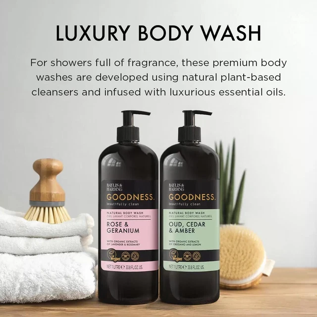 BAYLIS & HARDING Goodness Body Wash Oud Cedar Amber + Rose Geranium ...