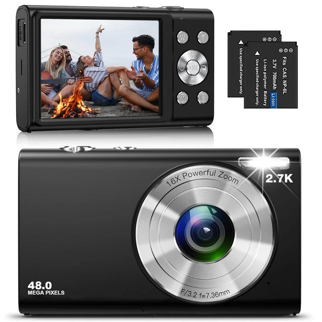 DIGITAL CAMERA, AUTOFOCUS Compact Camera HD 2.7K 48MP with 2.8" Large ...