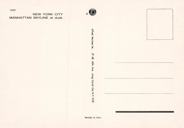 NEW YORK CITY NY Manhattan Skyline at Dusk Vintage Continental Postcard ...