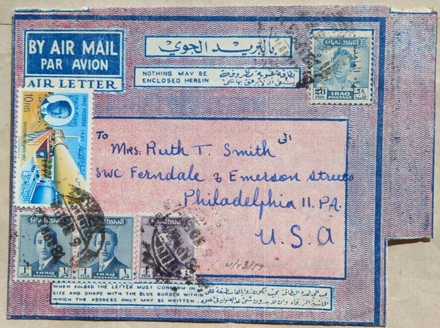 IRAQ 1957 AIR Letter To United States With Mixed Issue Stamps £11.99 ...