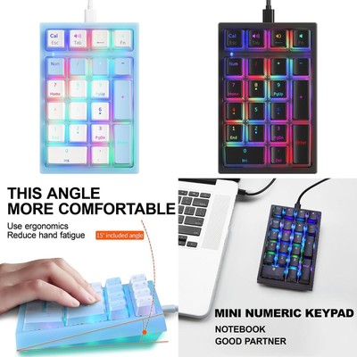 21 KEYS WIRED Numeric Keypad Translucent RGB LED Backlit for Laptop ...