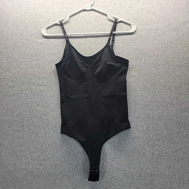 BLACK COMPRESSION BODYSUIT Thong Spaghetti Strap Tummy Control ...
