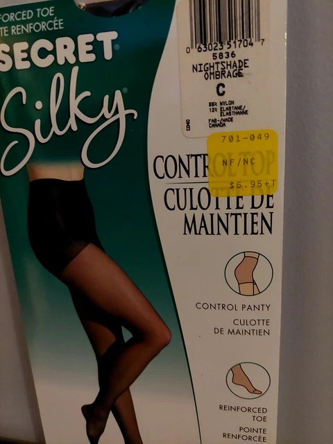 VINTAGE PANTYHOSE SECRET Silky Control Top Color Nightshade Size C BDR2 ...