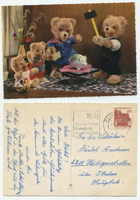 18795 - FAMILIE Bär schlachtet Sparschwein - Ansichtskarte, gelaufen 2.5.1967 EUR 6,00 - PicClick DE