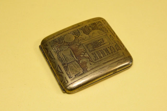 VINTAGE WW1 ERA Handmade Brass Egyptian Cigarette Case Military Army ...