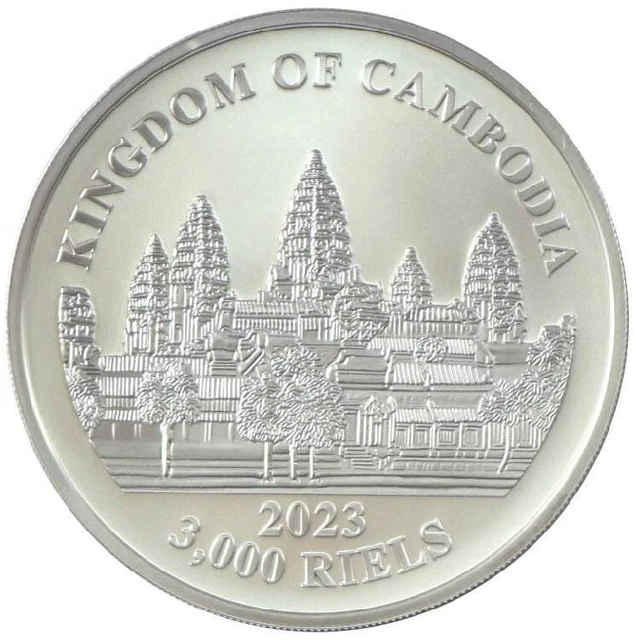 2023 KINGDOM OF Cambodia The ASIAN ELEPHANT 1 oz .999 Fine Silver coin in Caps. £32.00 - PicClick UK