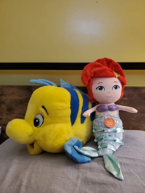 DISNEY THE LITTLE Mermaid Flounder 10" Plush & Ariel 12" Plush NWOT £12 ...