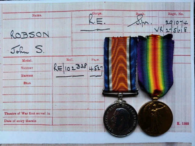 BRITISH WW1 WAR & Victory Medals/ Badges Robson Railway Op Division ...