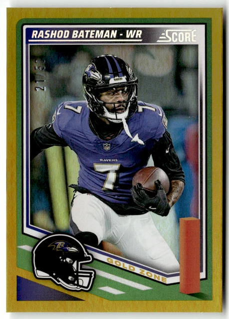 2025 PANINI SCORE NFL No. 201 Rashod Bateman Gold Zone 21/50 £6.35 ...