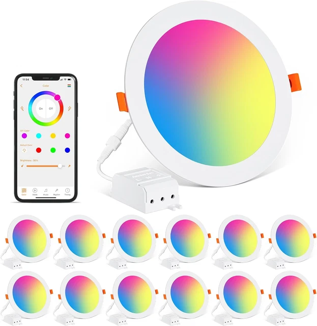 SIKSOG SMART RECESSED Lighting 6 Inch Color Changing 16W LED Downlight ...