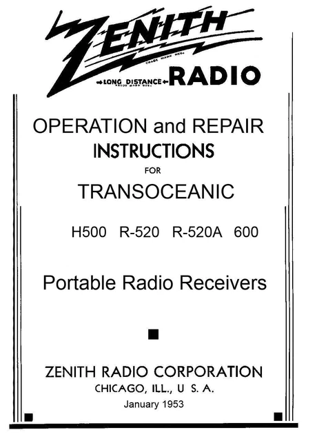 Zenith Transoceanic H500 Schematic H500 Zenith Trans Oceanic
